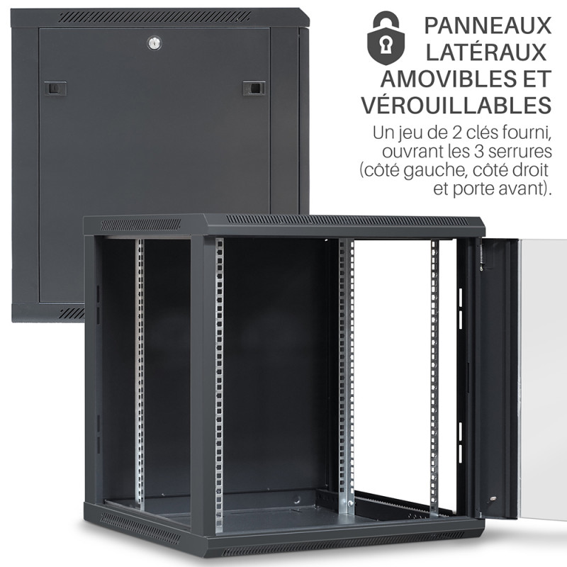 Baie informatique 12U 600x600 pro - Avetic, matériel installation réseau