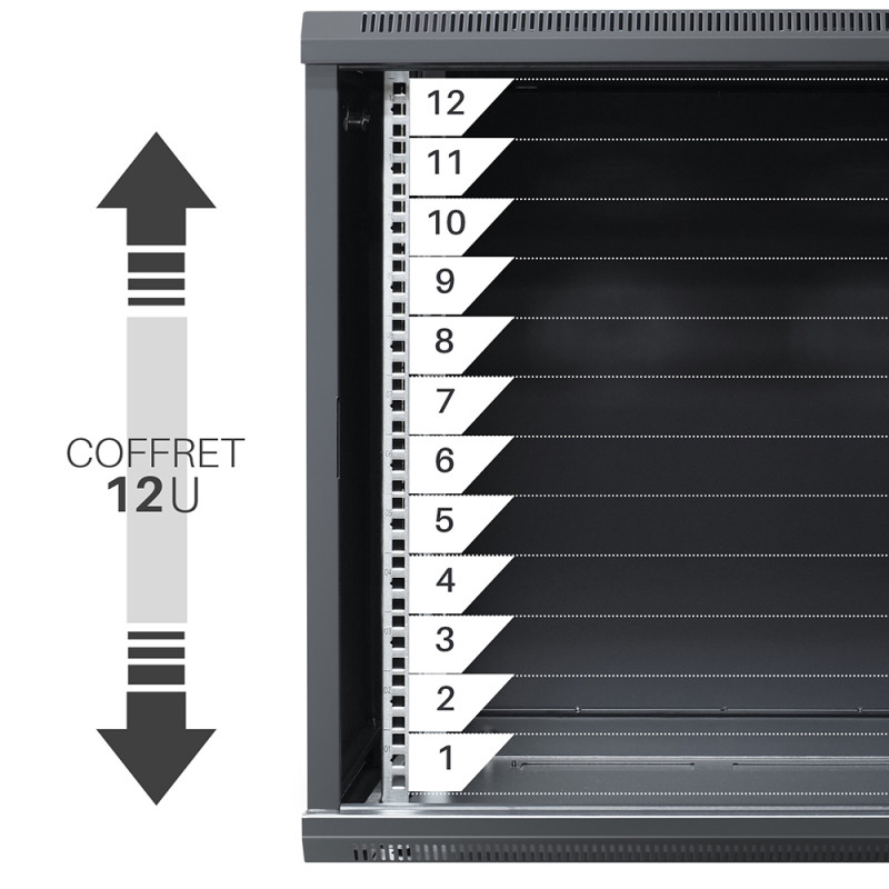 Baie informatique 12U 600x600 pro - Avetic, matériel installation réseau