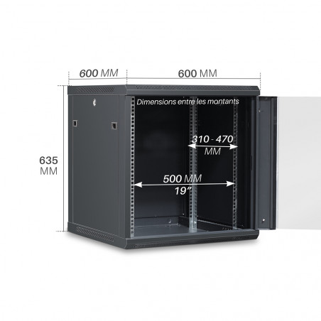 Baie informatique 12U 600x600 pro, livrée montée- Avetic, matériel ...