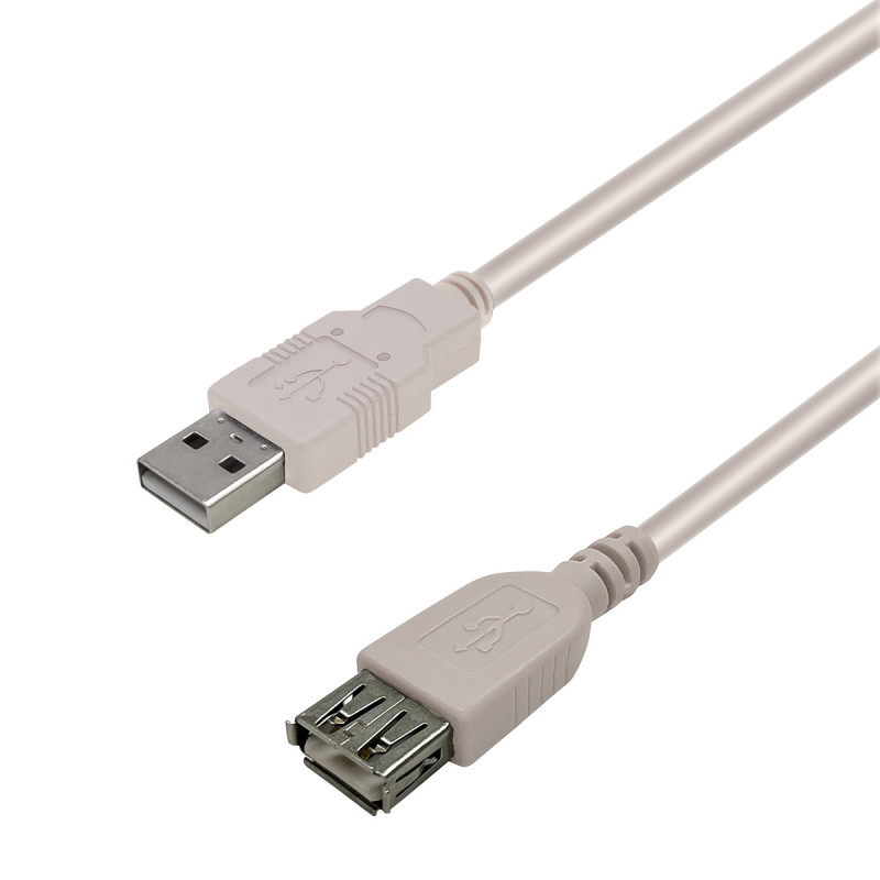 Rallonge USB 2.0 A/A mâle-femelle 5.00m gris AVETIC.fr